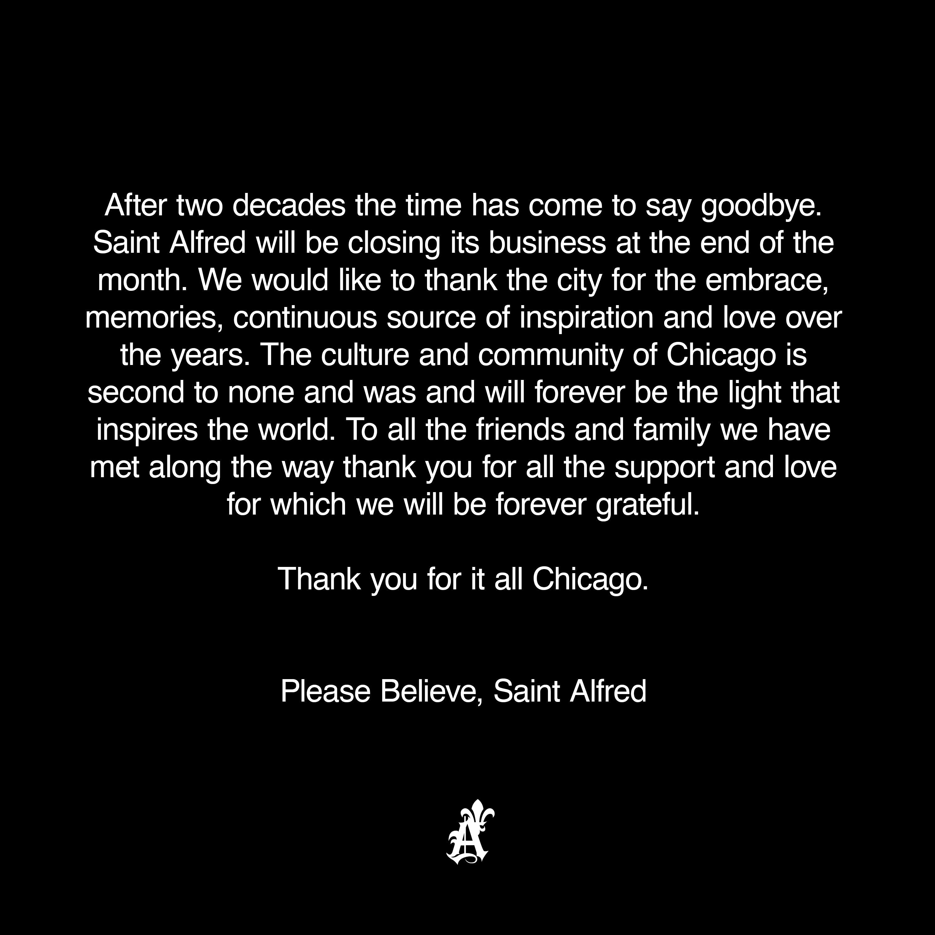 SAINT ALFRED GRAND CLOSING – Saint Alfred